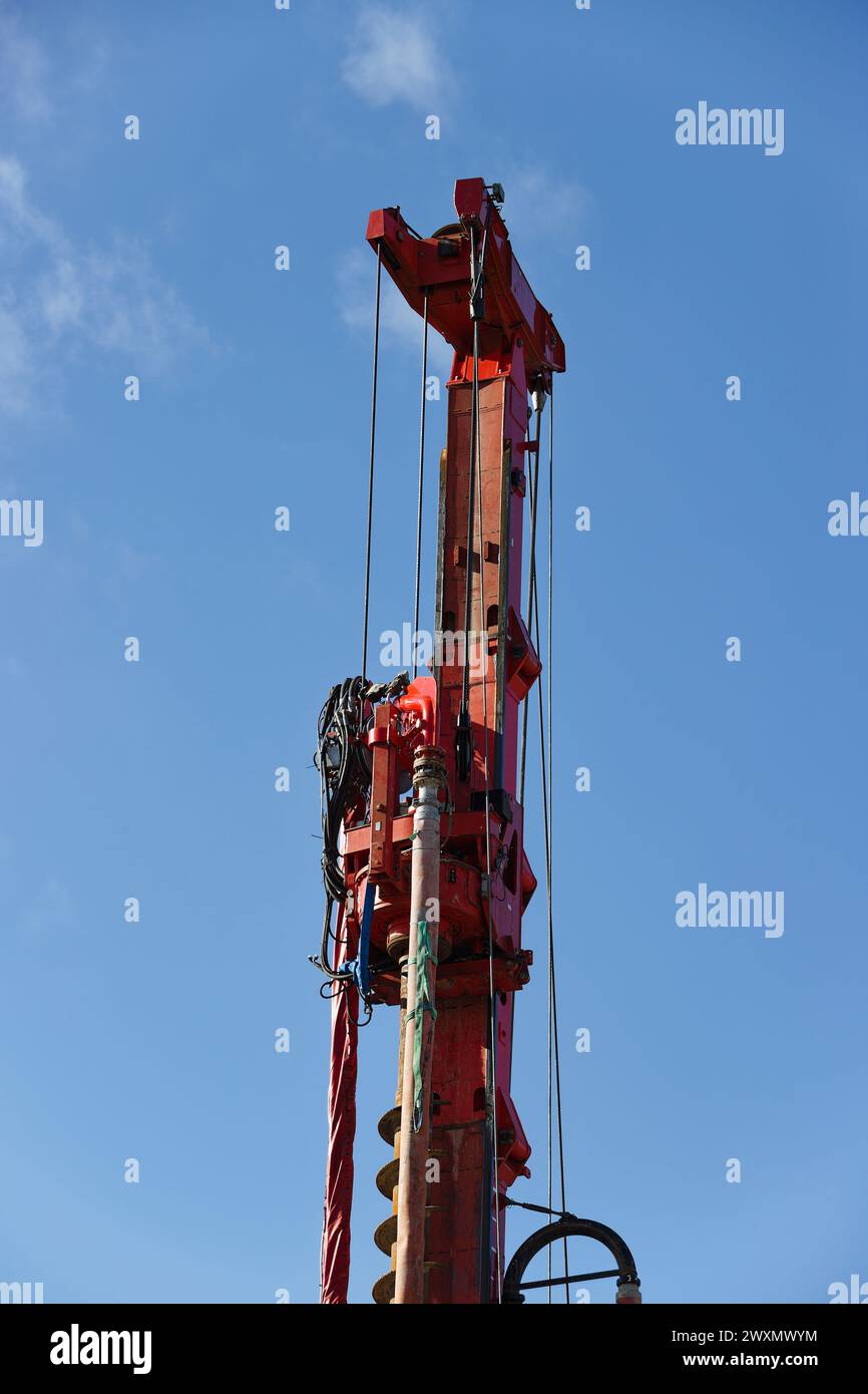 CFA continuous flight auger combined piling and drilling rig with blue ...