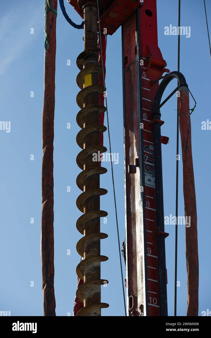 CFA continuous flight auger combined piling and drilling rig with blue ...