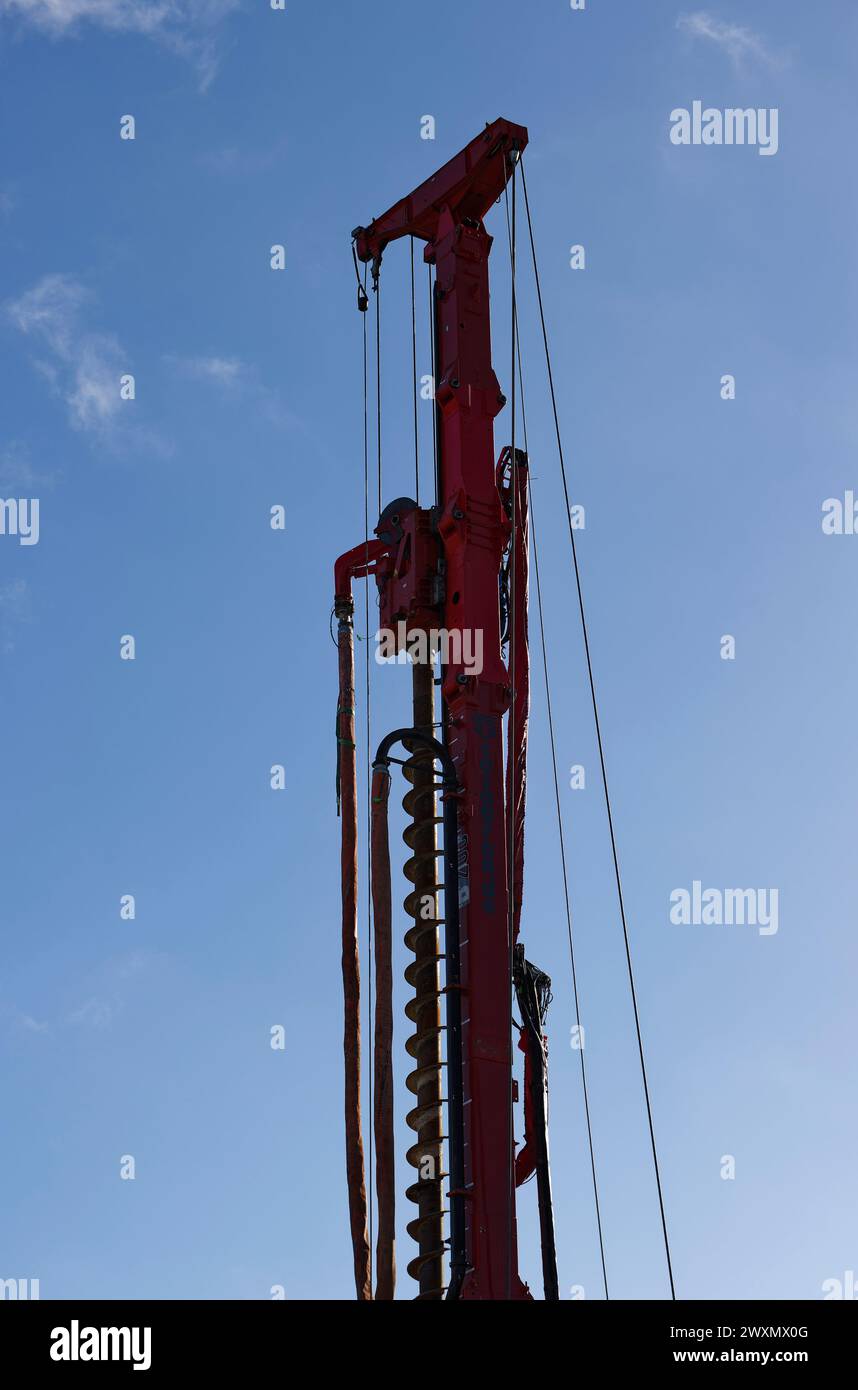 CFA continuous flight auger combined piling and drilling rig with blue ...