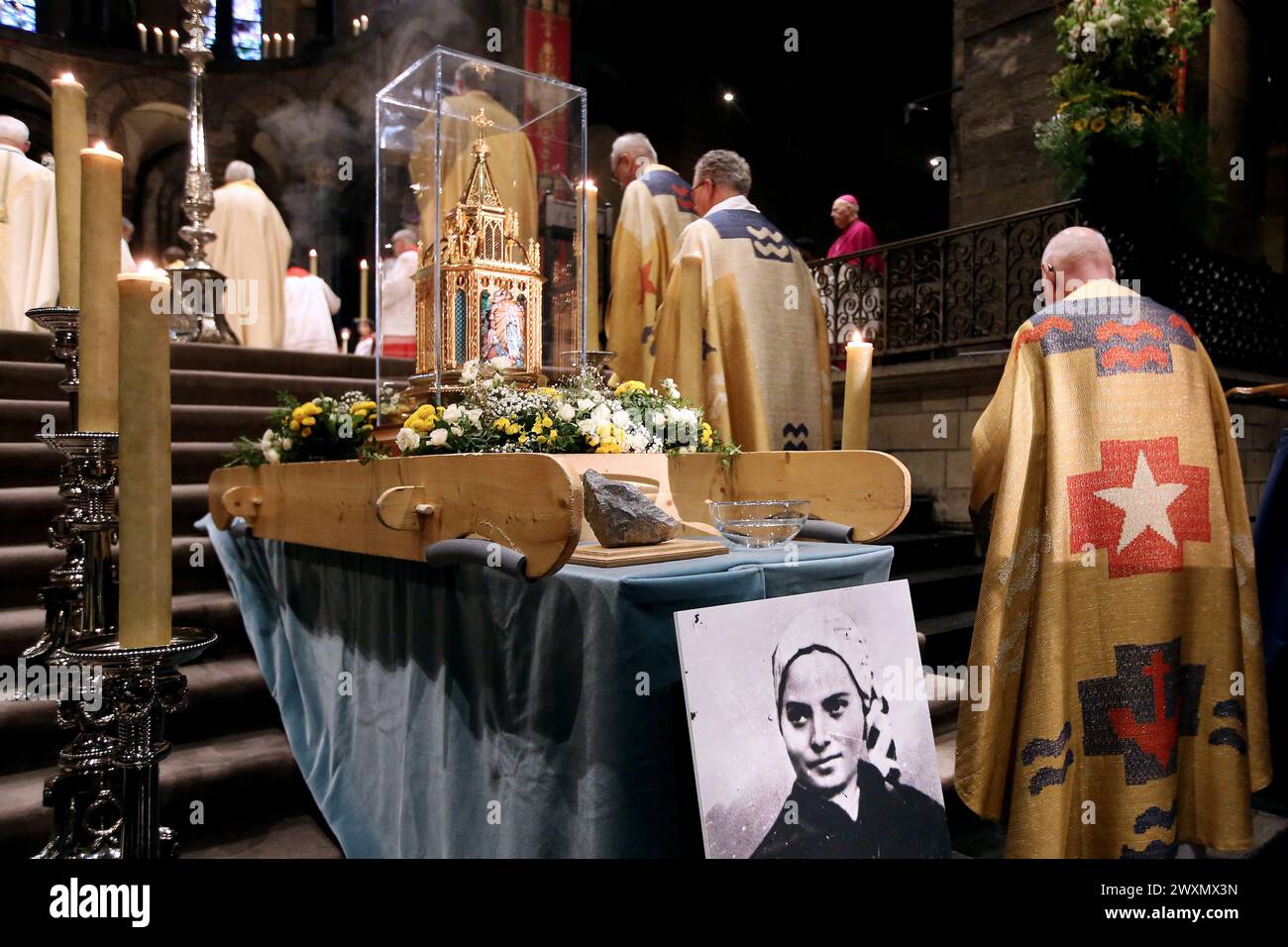 MAASTRICHT - The shrine containing a piece of the bone, a relic, of ...