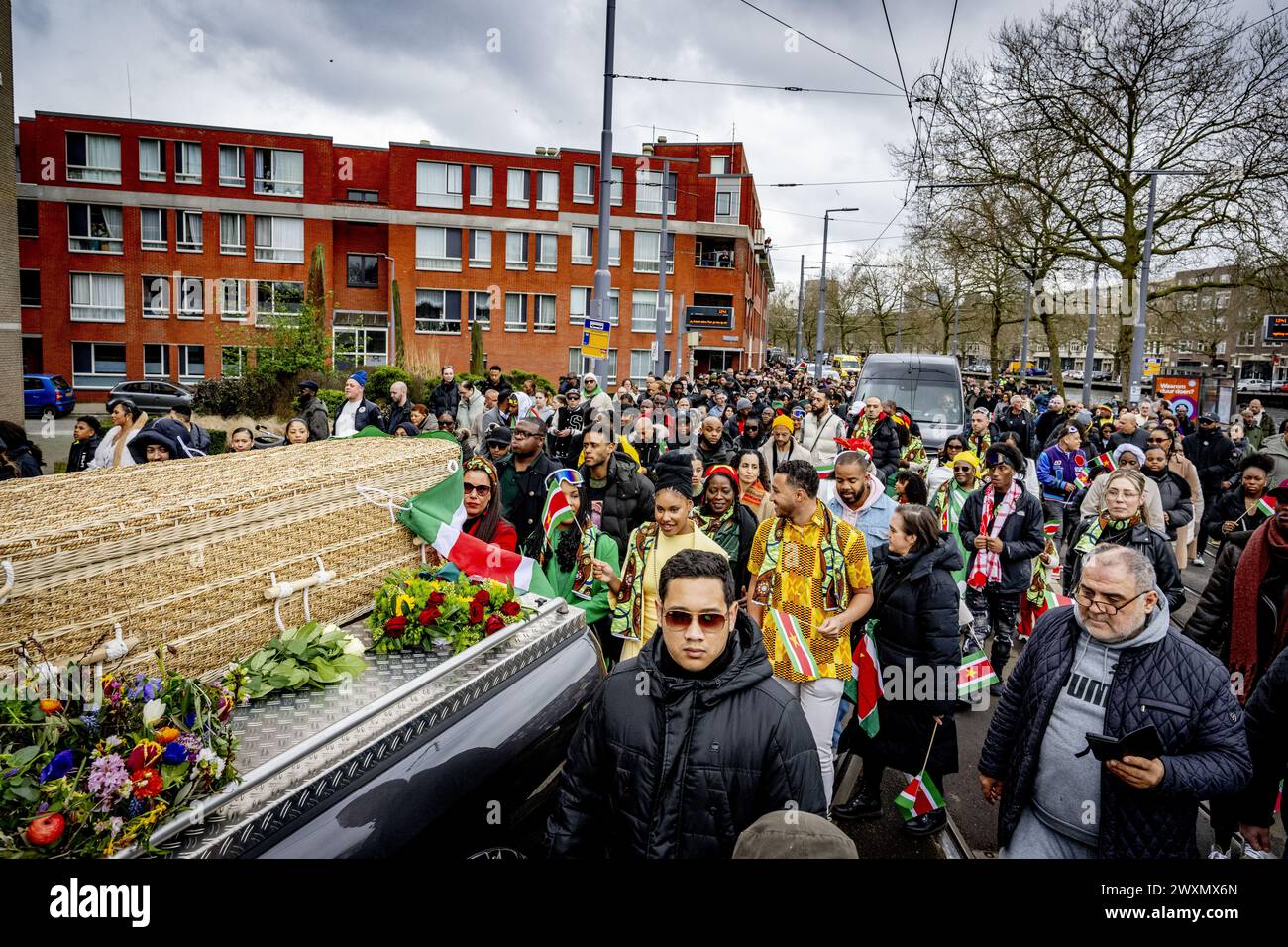 ROTTERDAM - The body of rapper Def Rhymz is driven around during a ...