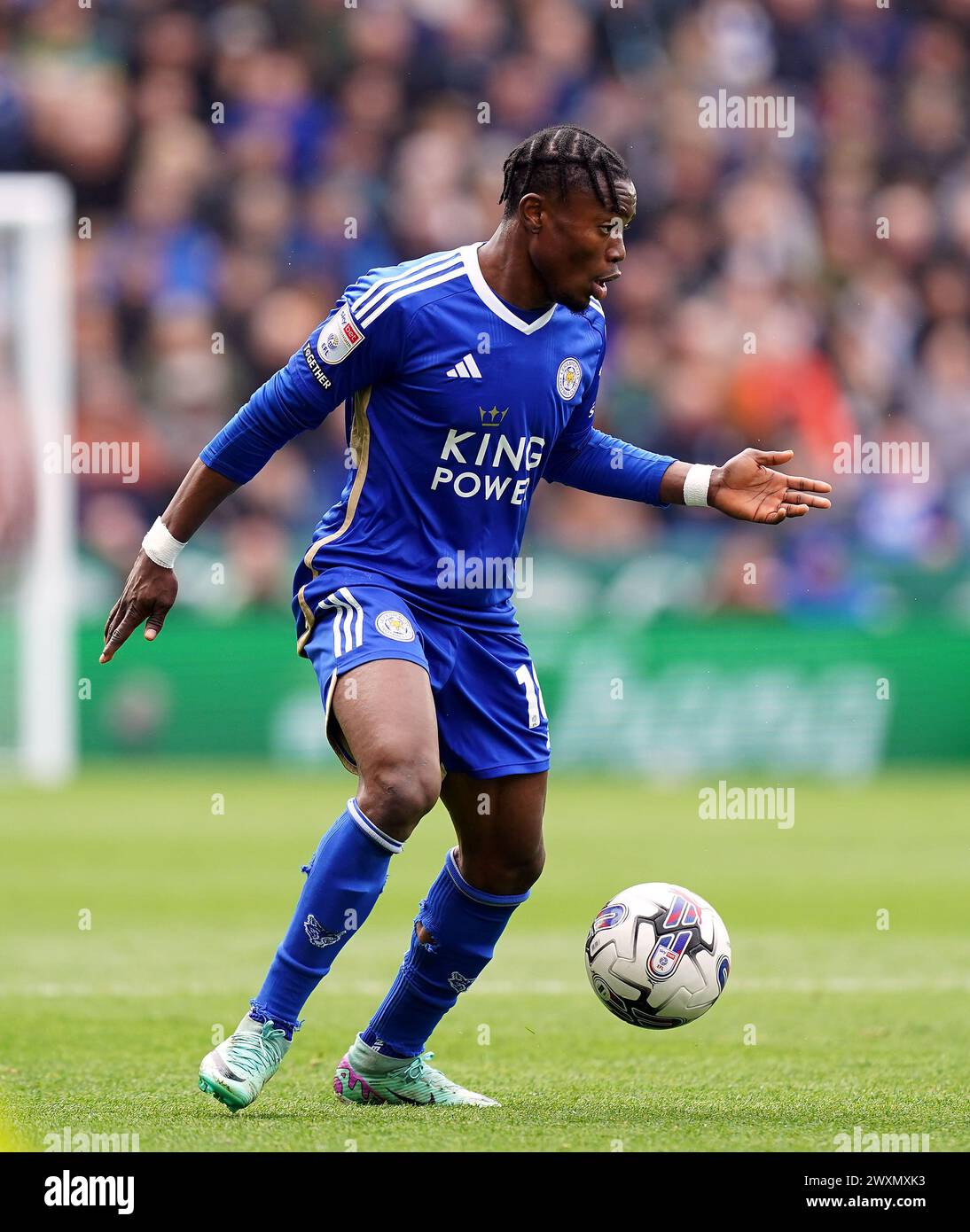 Leicester City's Abdul Fatawu during the Sky Bet Championship match at ...
