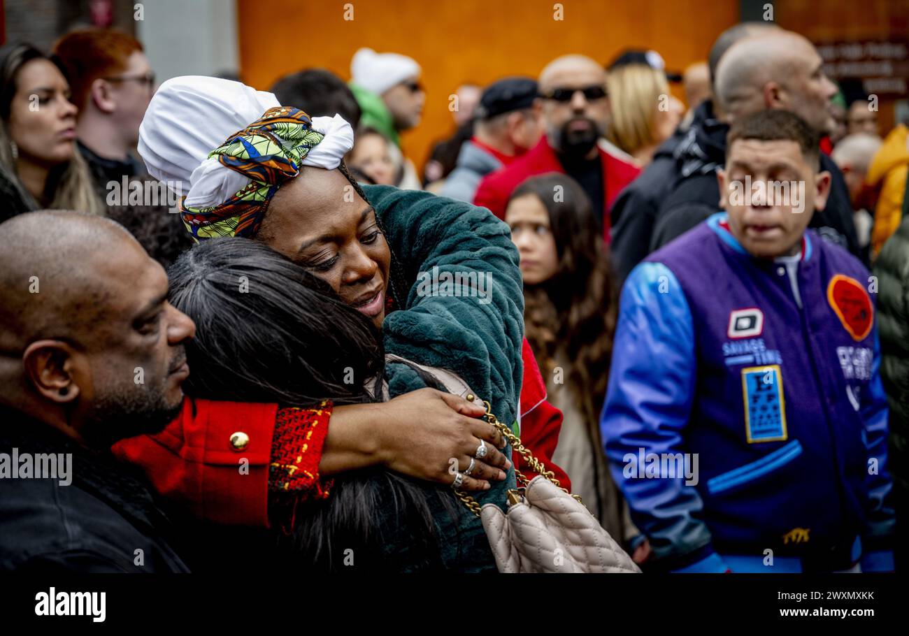 ROTTERDAM - The body of rapper Def Rhymz is driven around during a ...