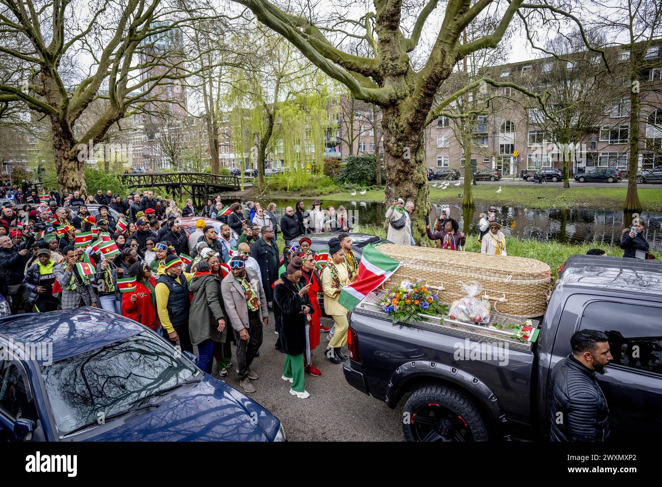 ROTTERDAM - The body of rapper Def Rhymz is driven around during a ...