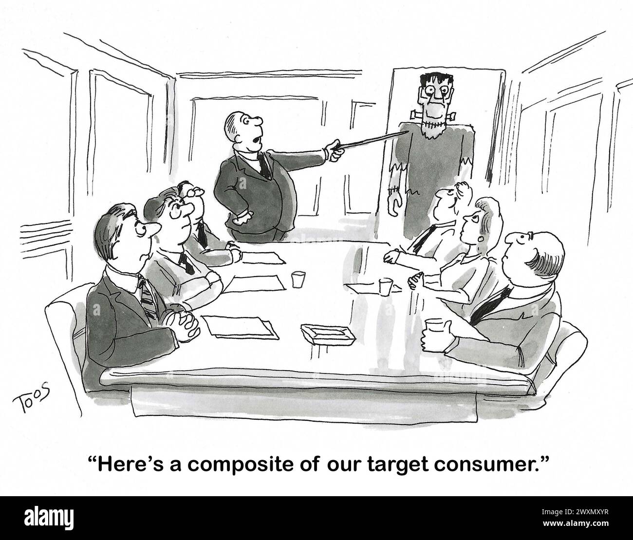 BW cartoon of the brand's target consumer, it is pieced together from ...