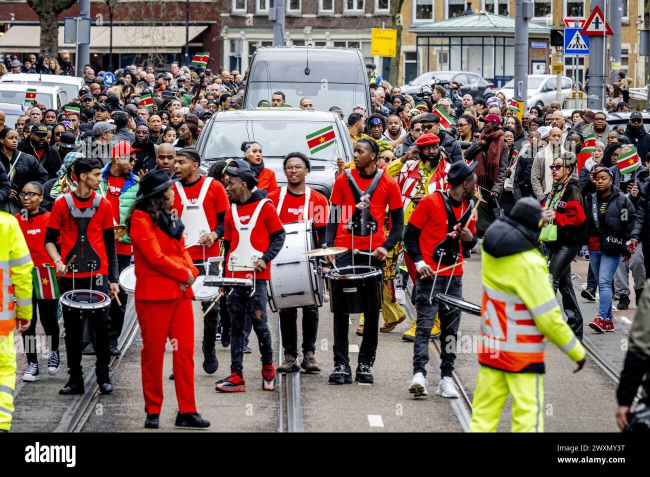 ROTTERDAM - The body of rapper Def Rhymz is driven around during a ...