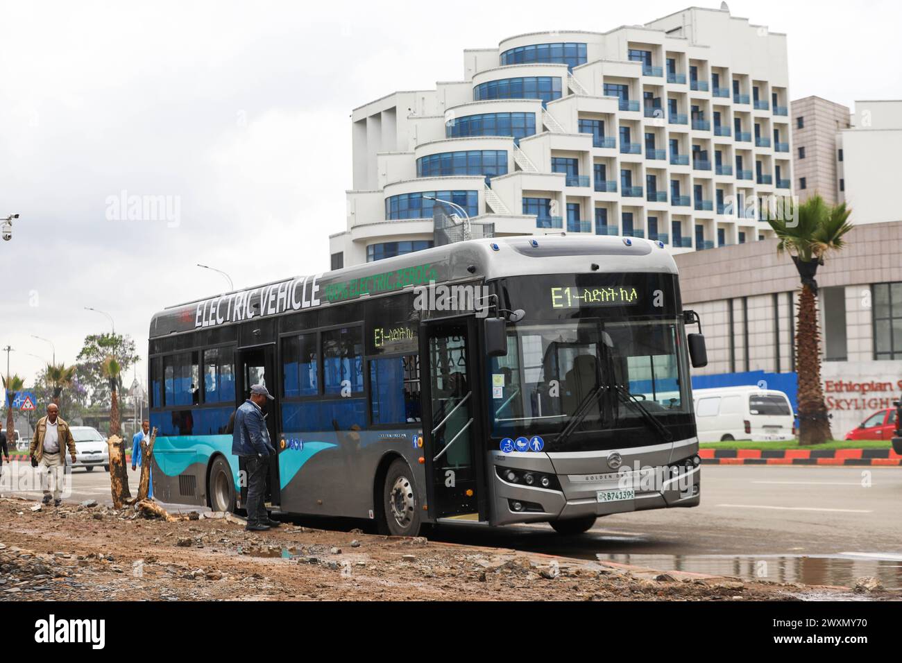 Addis Ababa, Ethiopia. 26th Mar, 2024. An electric bus is seen in Addis ...