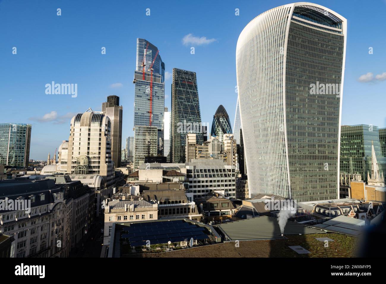 Pointy angles and bulbous shapes of skyscrapers in the City of London ...