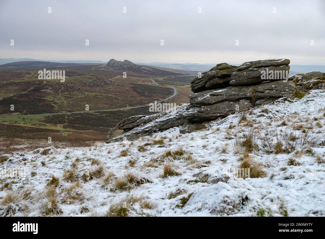 Saddle Tor as viewed from the top of Rippon Tor in Dartmoor National ...