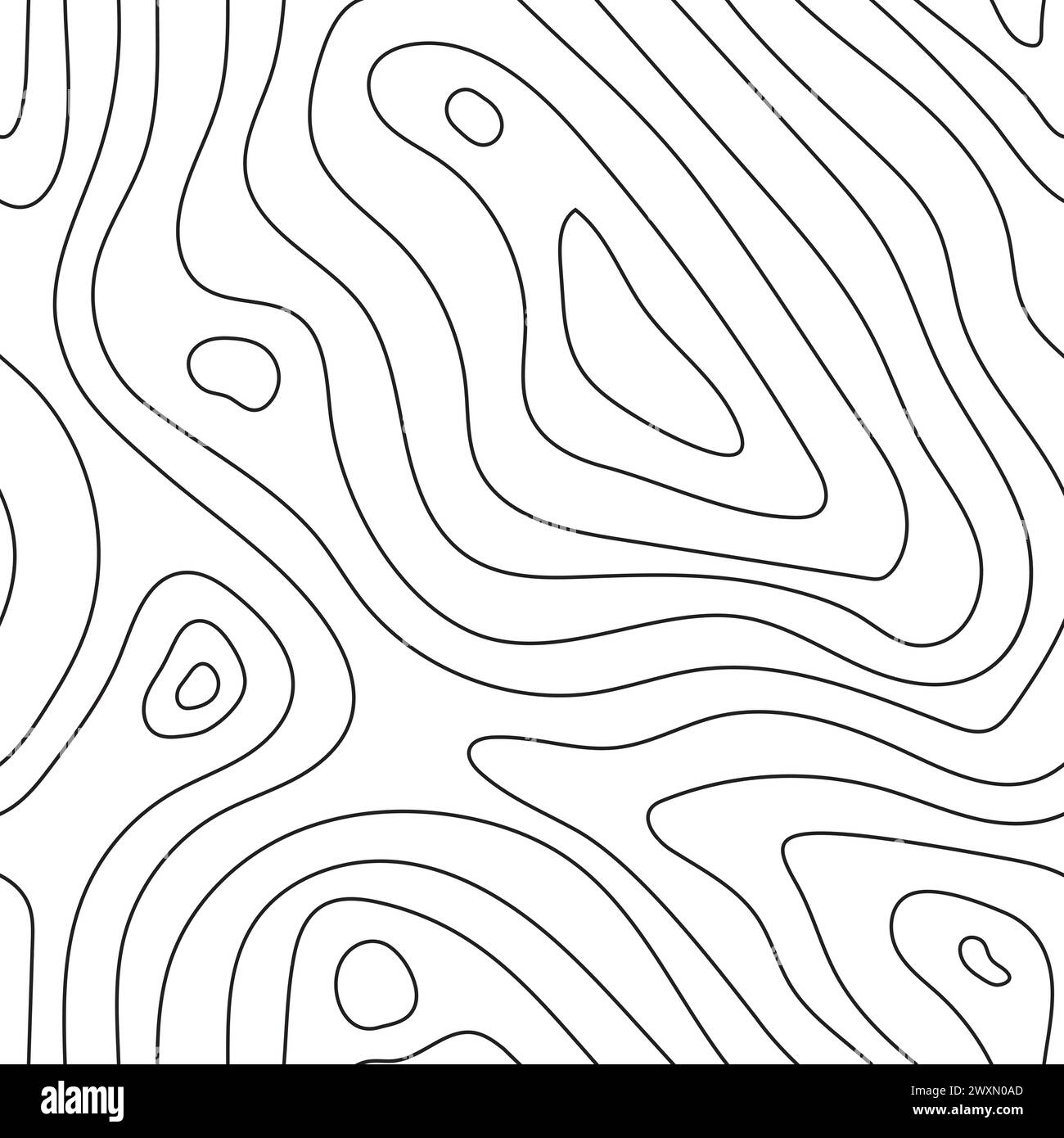 Seamless topographic map texture. Line topography map contour ...