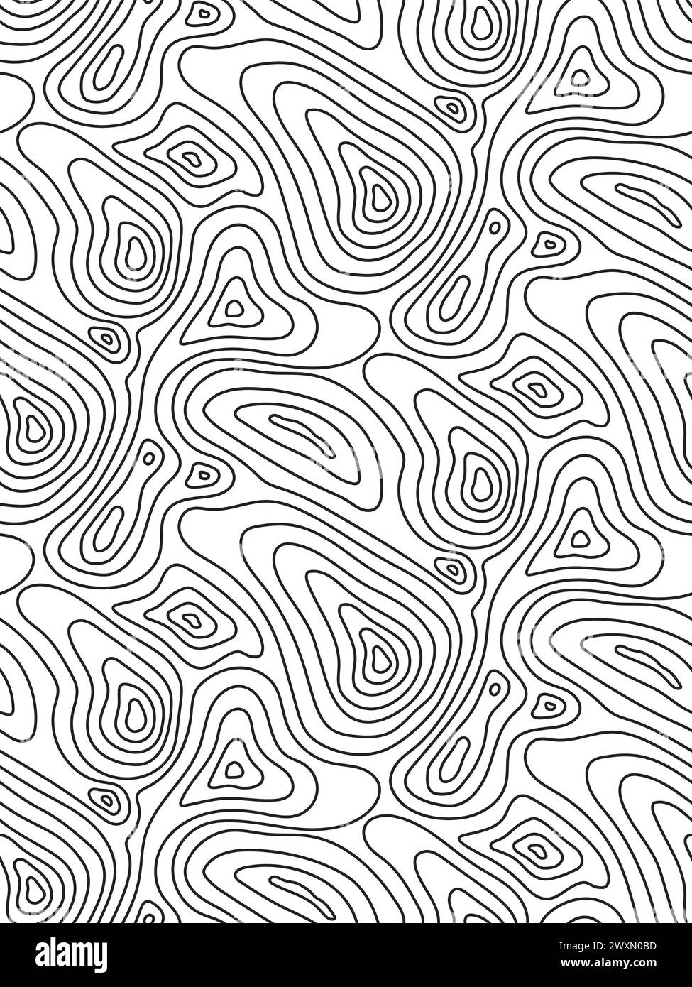 Seamless topographic map texture. Line topography map contour ...