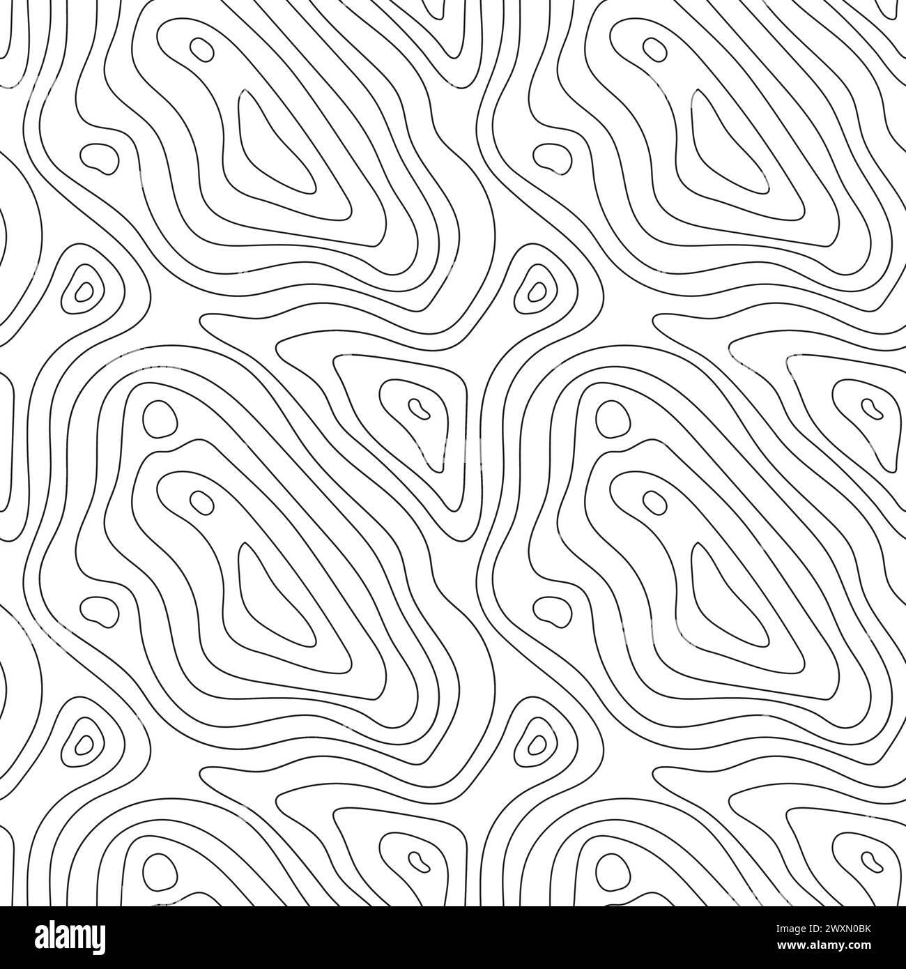Seamless topographic map texture. Line topography map contour ...