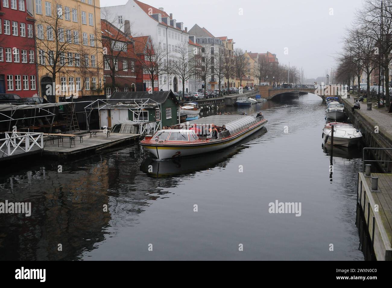 Copenhagen, Denmark /01 April 2024/.Old house human life and bridge and ...