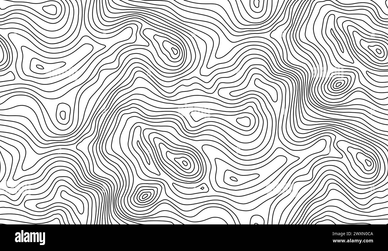 Seamless topographic map texture. Line topography map contour ...