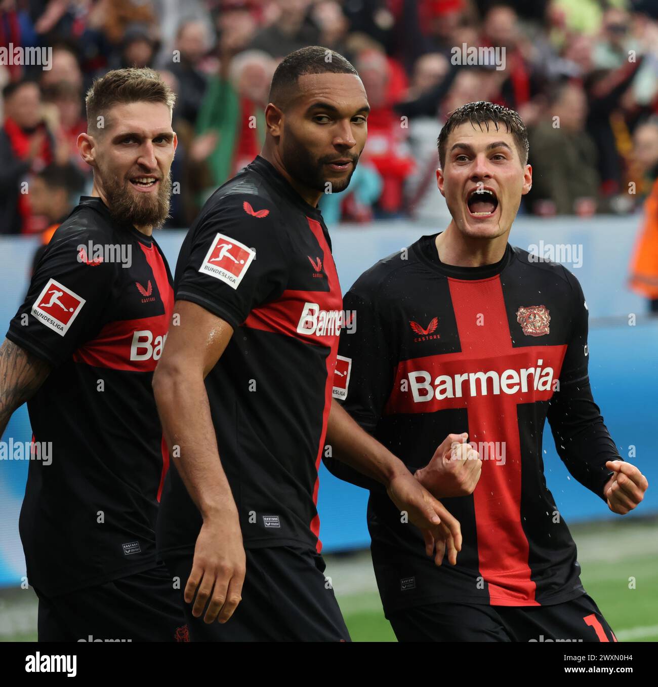 Leverkusen, Deutschland. 30th Mar, 2024. Torjubel Robert Andrich (Bayer ...