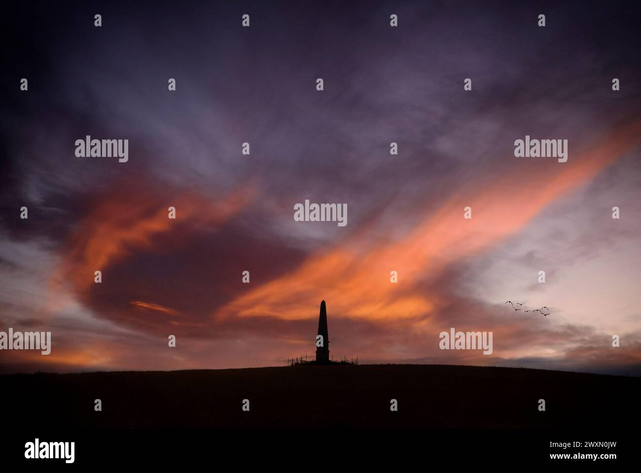 The Brindley Monument, a 19th-century obelisk near Ashbourne in County ...