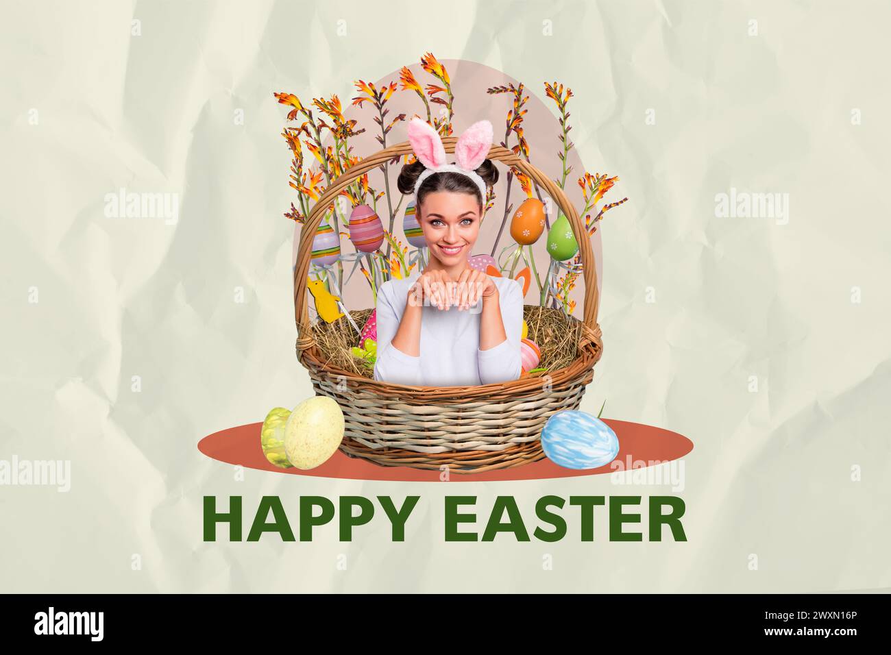 Composite collage picture image of cute charming girl pretend rabbit ...