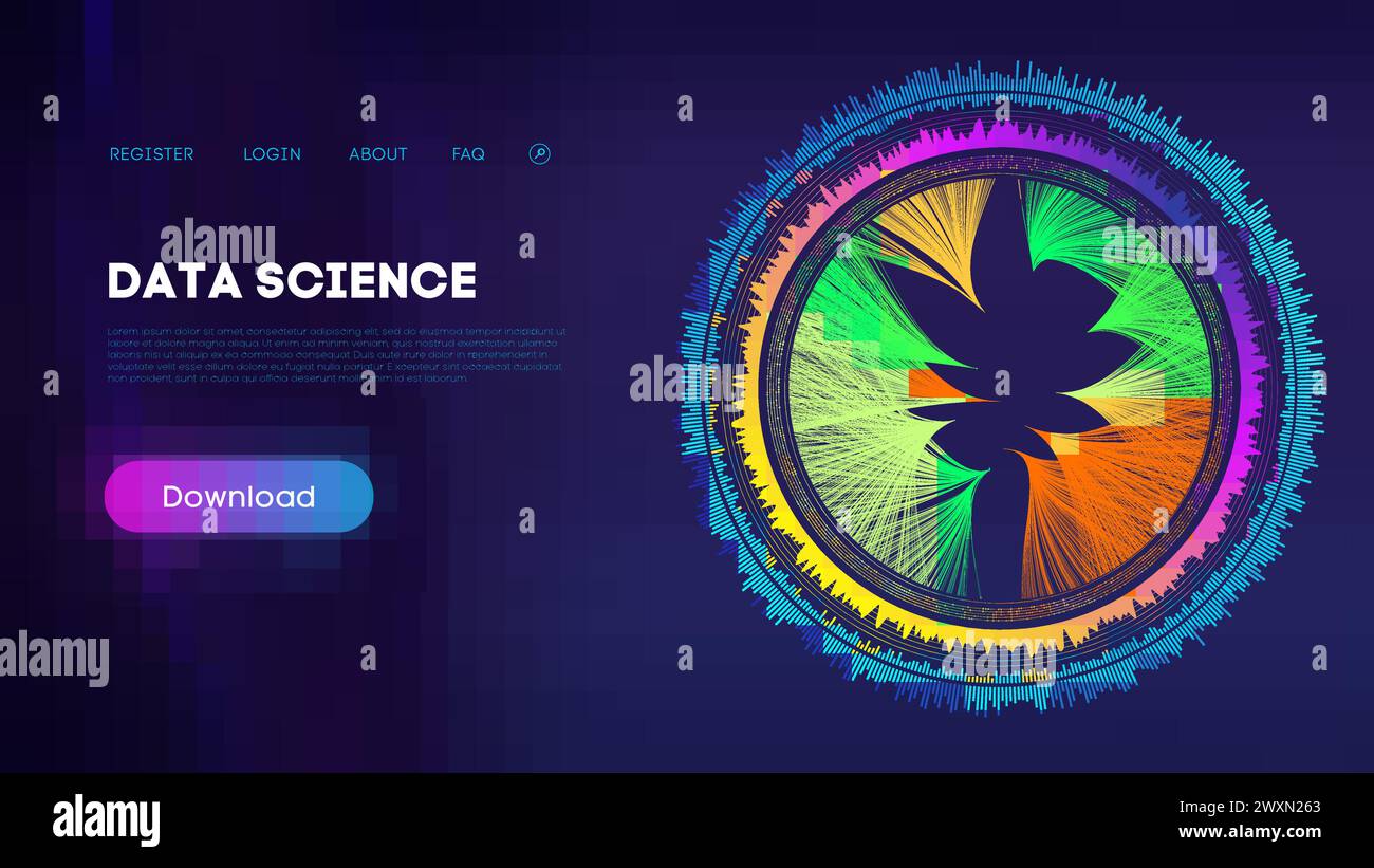 Bright Data Science Visualization on Navy Background Stock Vector Image ...