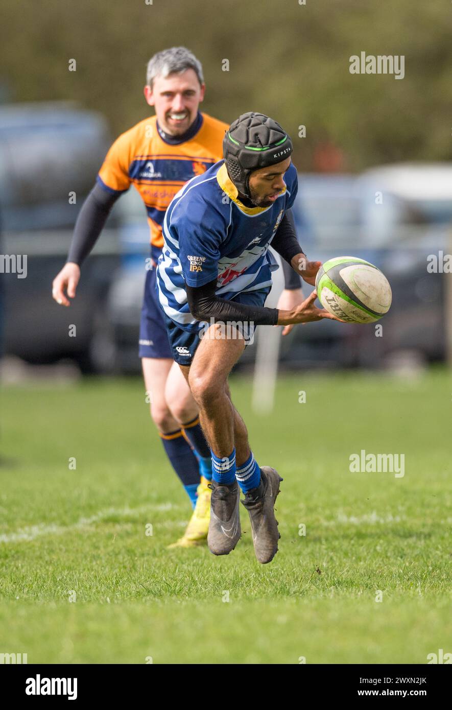 English mens amateur Rugby Union players playing in a league game Stock ...