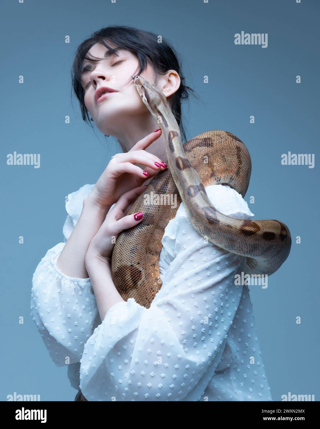 Wildlife protection promotional poster. Beautiful young woman in write ...