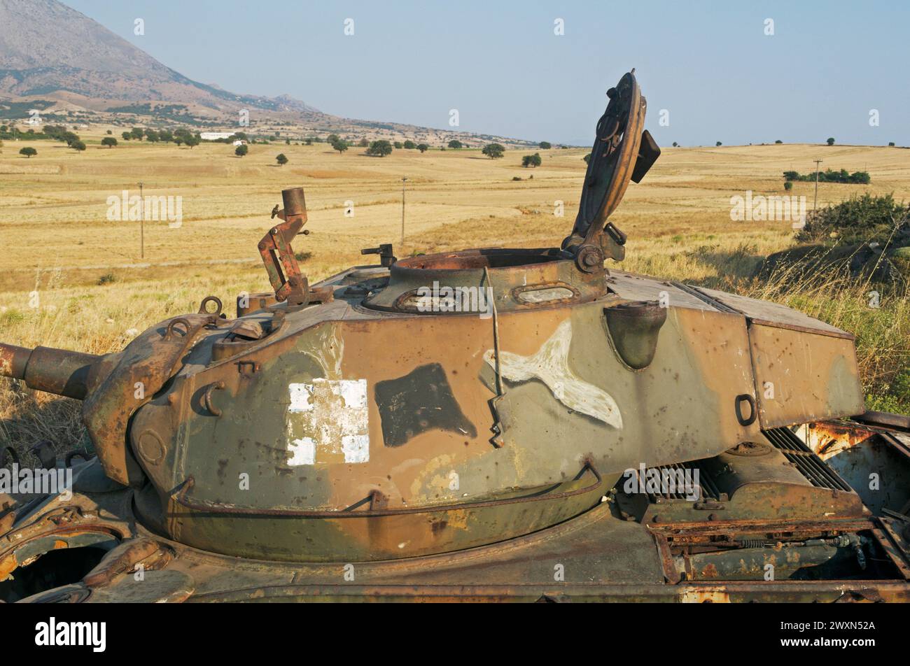 abandoned old tank in Samothraki island, Greece Stock Photo - Alamy
