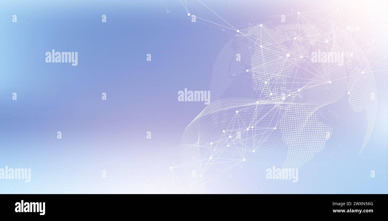 Global network connection banner design template. Header social network ...