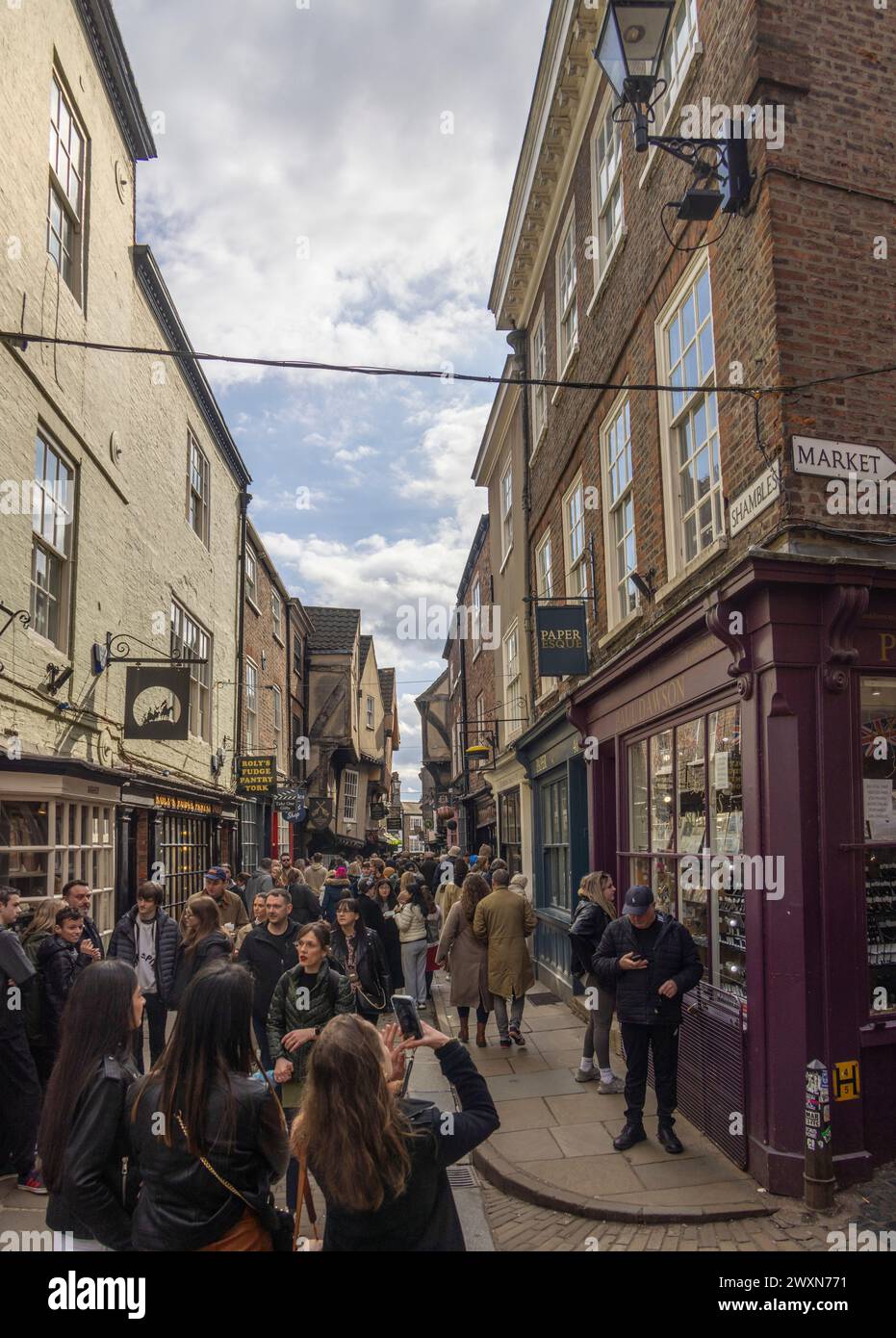 The Shambles, medieval shopping street, York, England, UK Stock Photo ...
