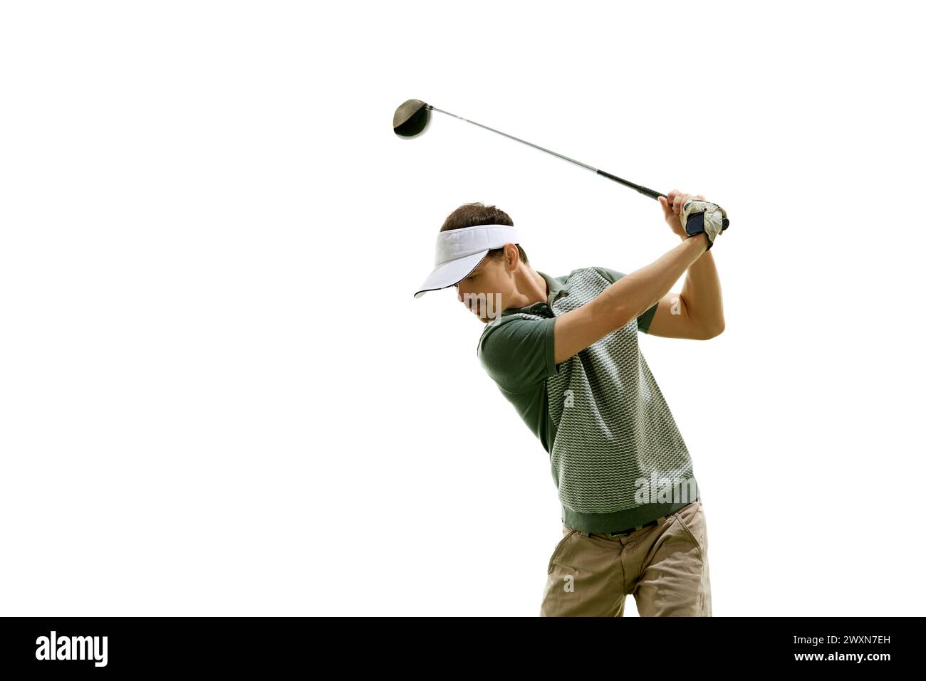 Male golf player on professional golf course. Golfer with golf club ...