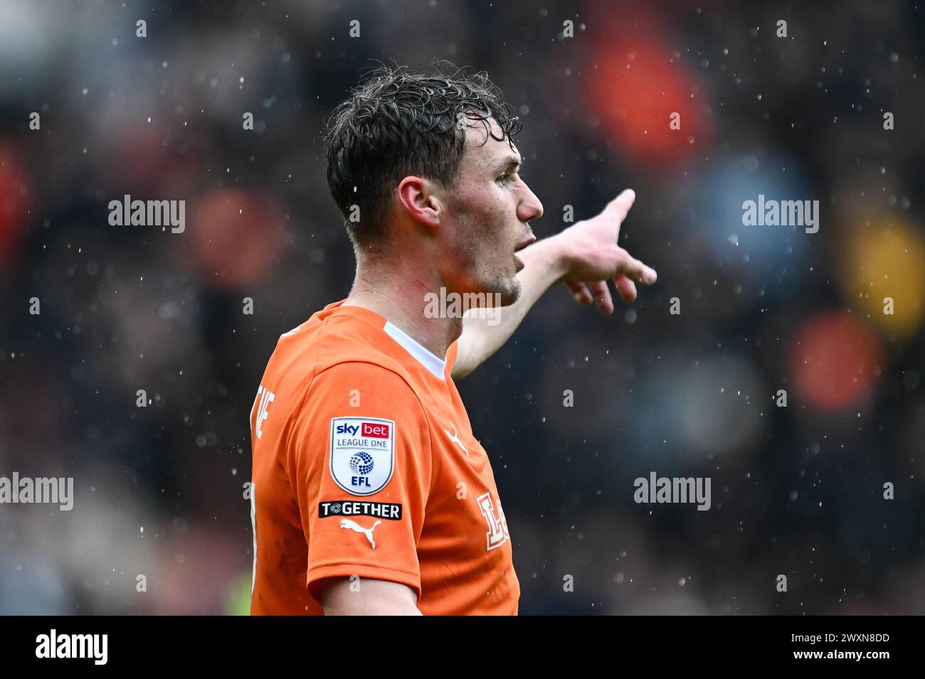 Matty Virtue of Blackpool gives his team instructions during the Sky ...