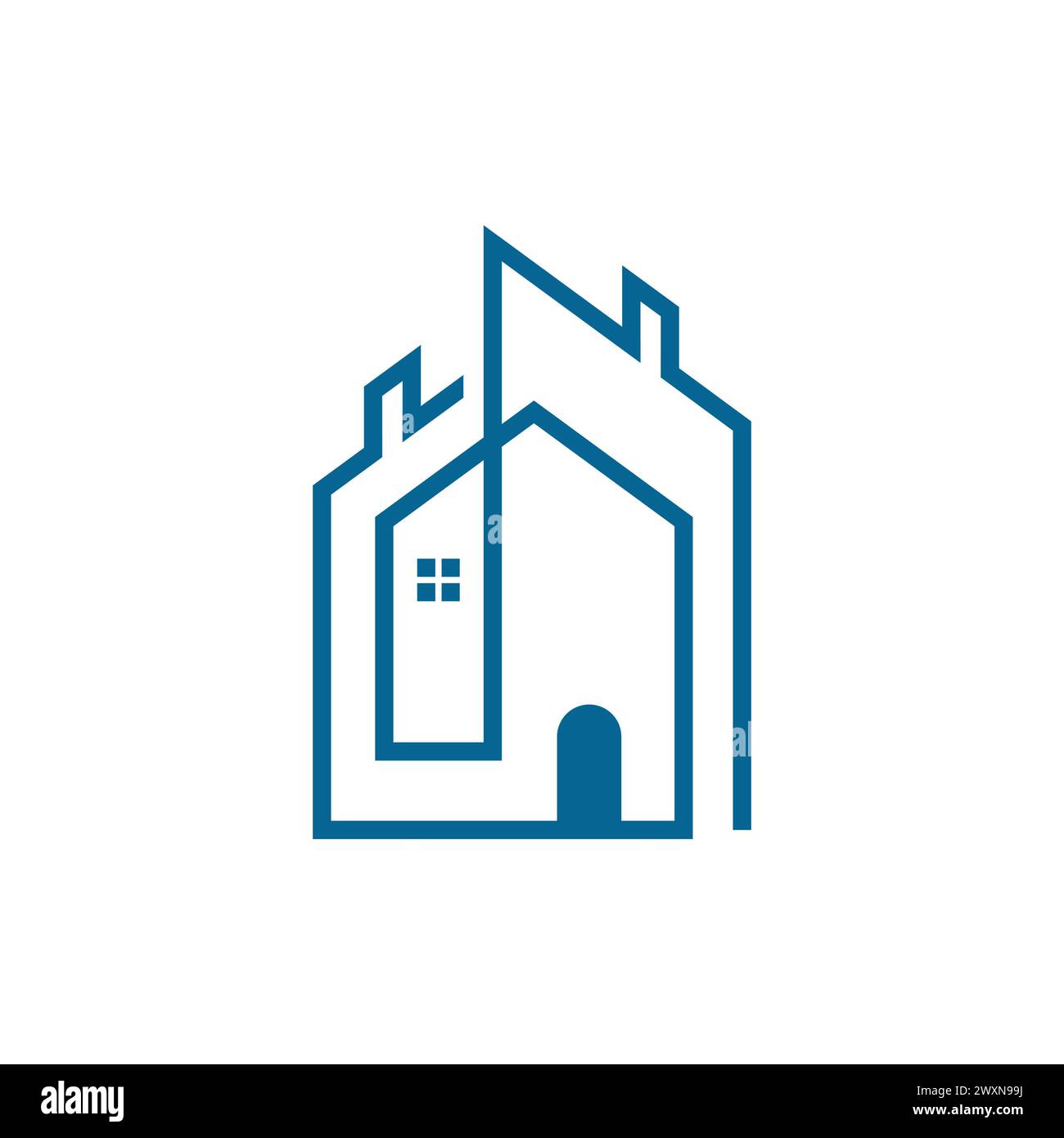 A line art icon logo of a house/real estate design template. Isolated ...