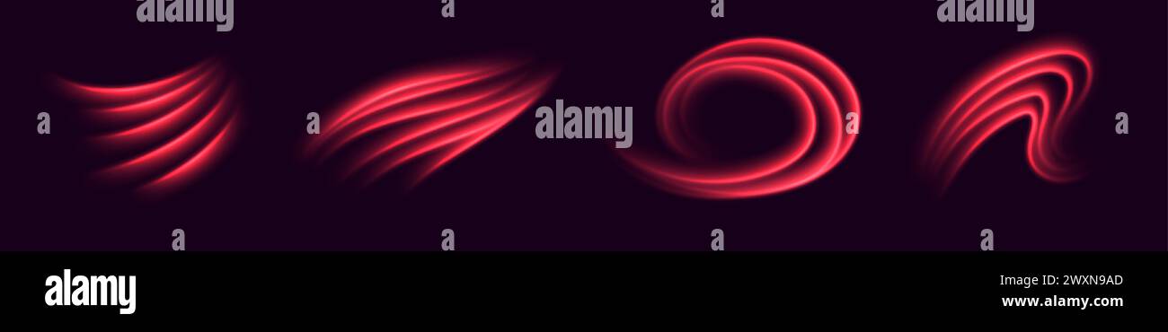 Red light trails, glowing motion effect. Hot air flow effect, warm ...