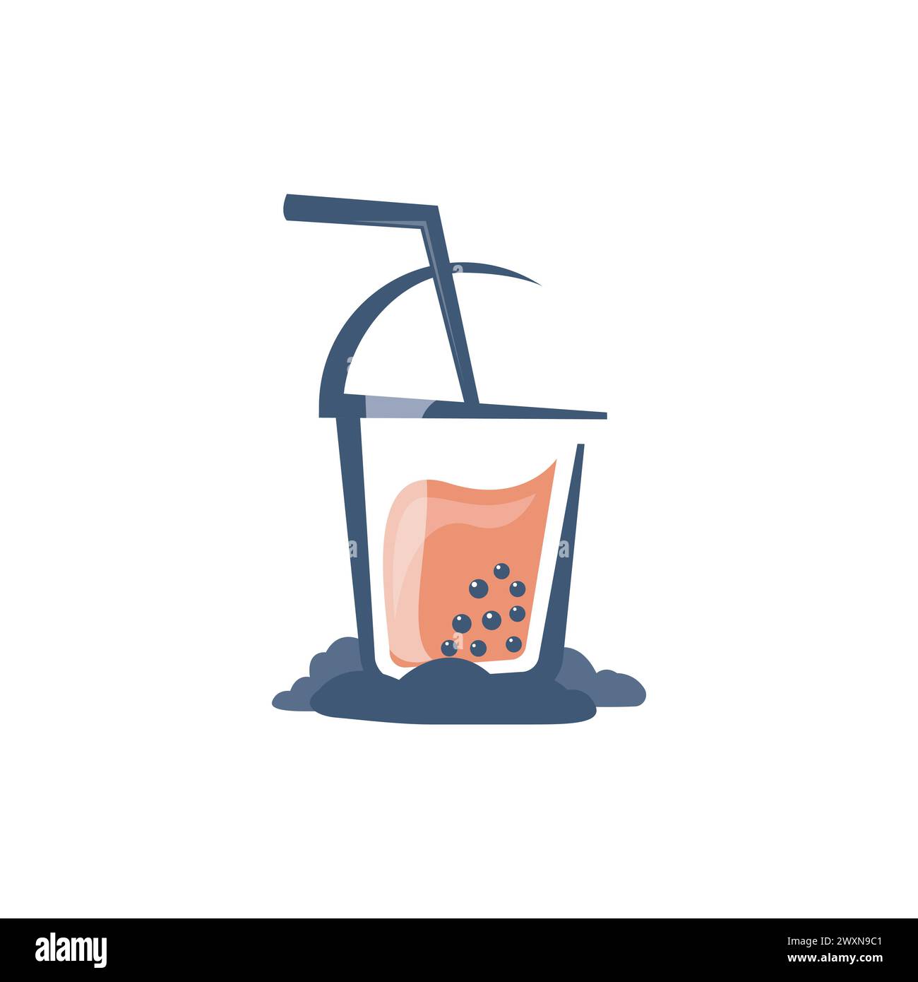 Bubble Tea logo inspiration. Boba Drink Concept. Bubble drink outline ...