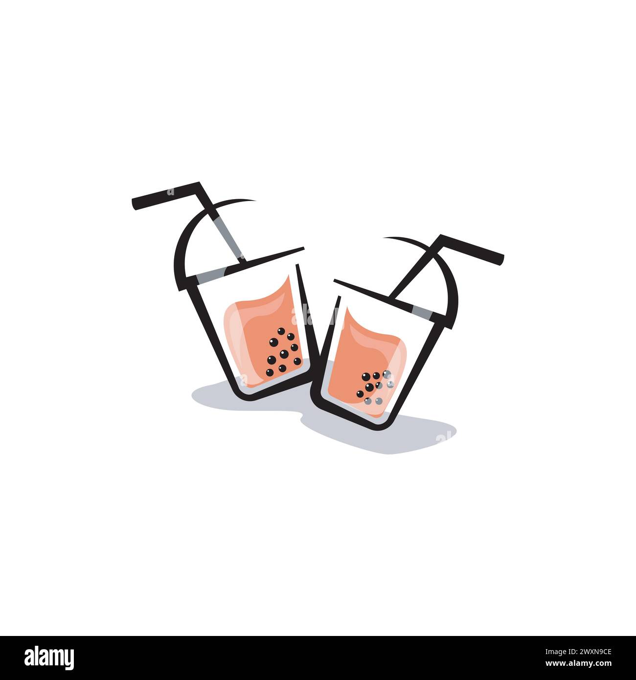 Bubble Tea logo inspiration. Boba Drink Concept. Bubble drink outline ...