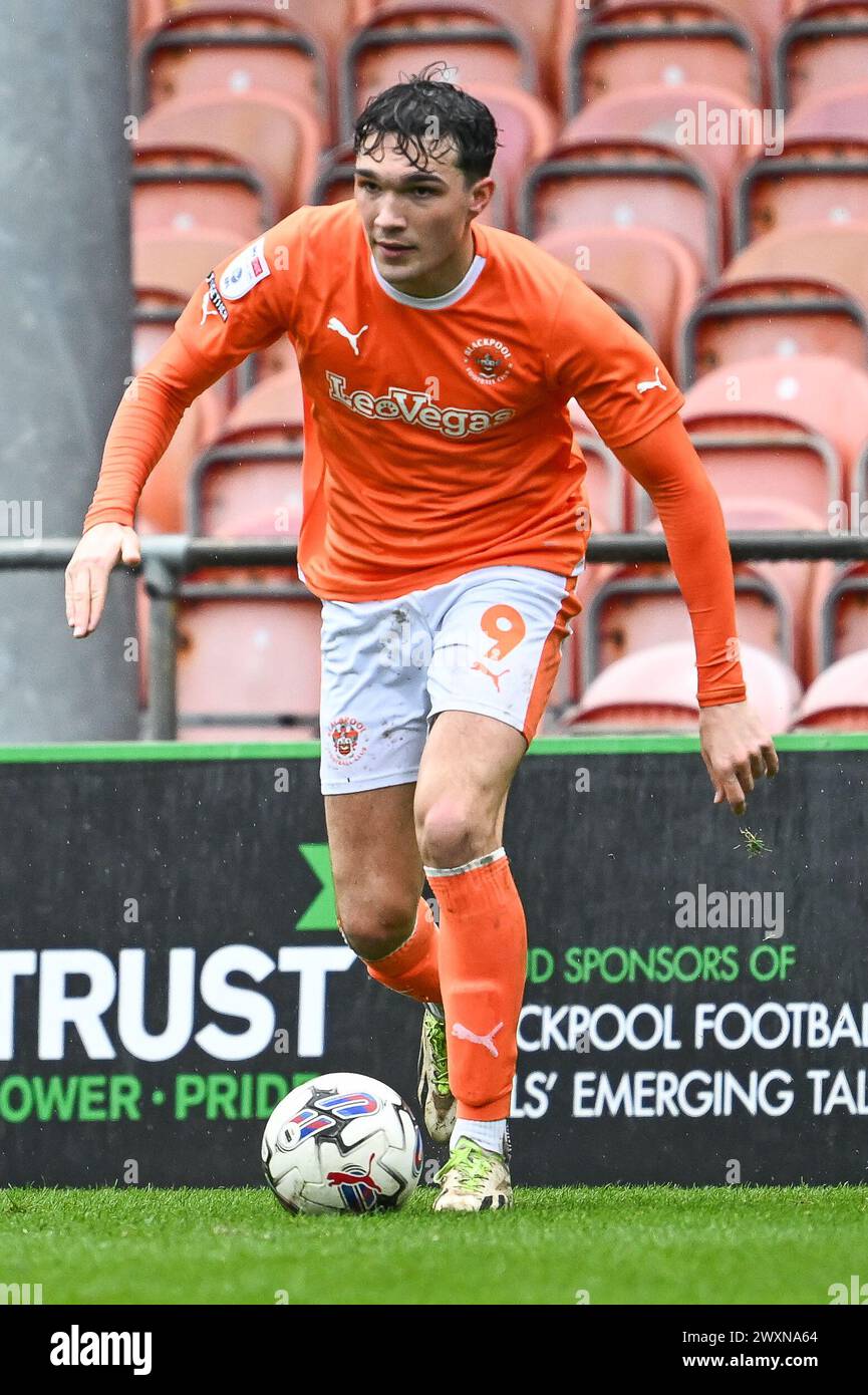Kyle Joseph of Blackpool in action during the Sky Bet League 1 match ...