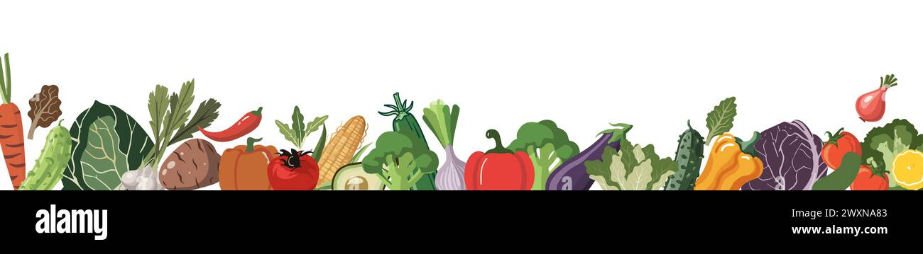 Horizontal border consisted of fresh vegetable art Stock Vector Image ...