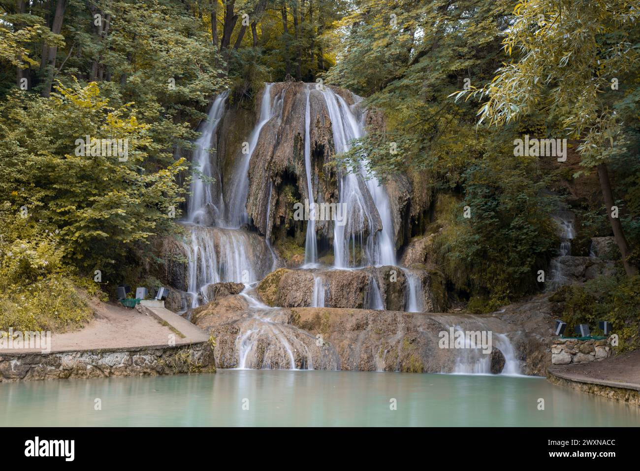 The scenic flowing waterfall, Lucansky vodopad in Slovakia Stock Photo ...