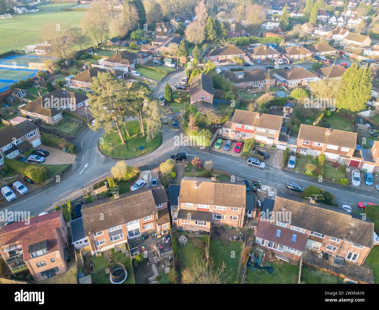 aerial view of the houses in liphook village hampshire Stock Photo - Alamy