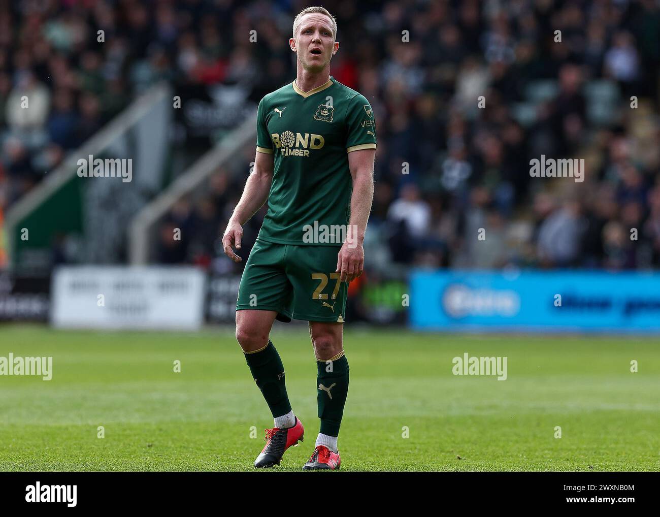 Adam Forshaw of Plymouth Argyle in action during the Sky Bet Championship match Plymouth Argyle ...