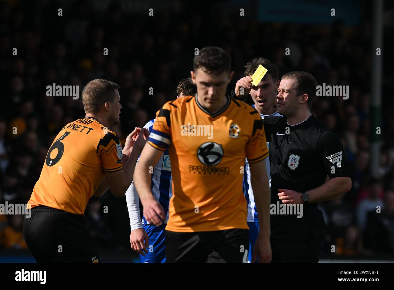 Cambridge on Monday 1st April 2024. Ryan Bennett (6 Cambridge United ...