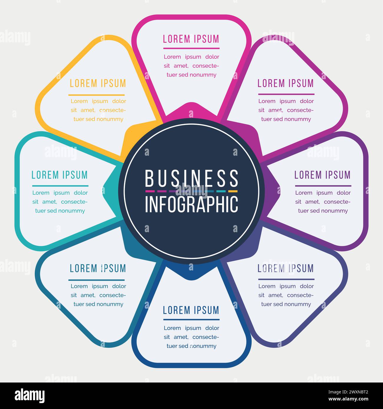 Business Infographic circle design 8 steps, objects, options or ...