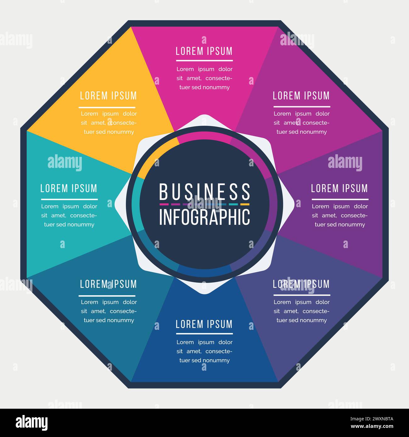 Business Infographic circle design 8 steps, objects, options or ...