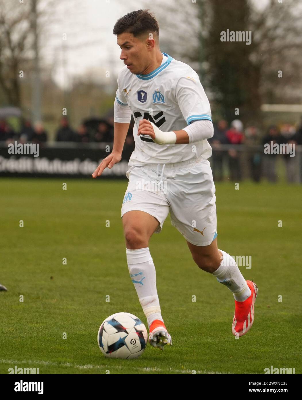 Rennes, France. 01st Apr, 2024. Enzo Sternal of Olympique de Marseille ...