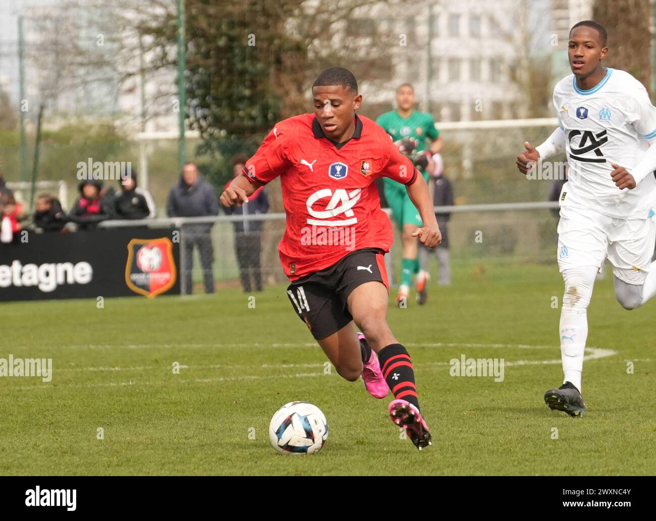 Rennes, France. 01st Apr, 2024. Lucas Rosier of Stade Rennais during the Gambardella Cup ...