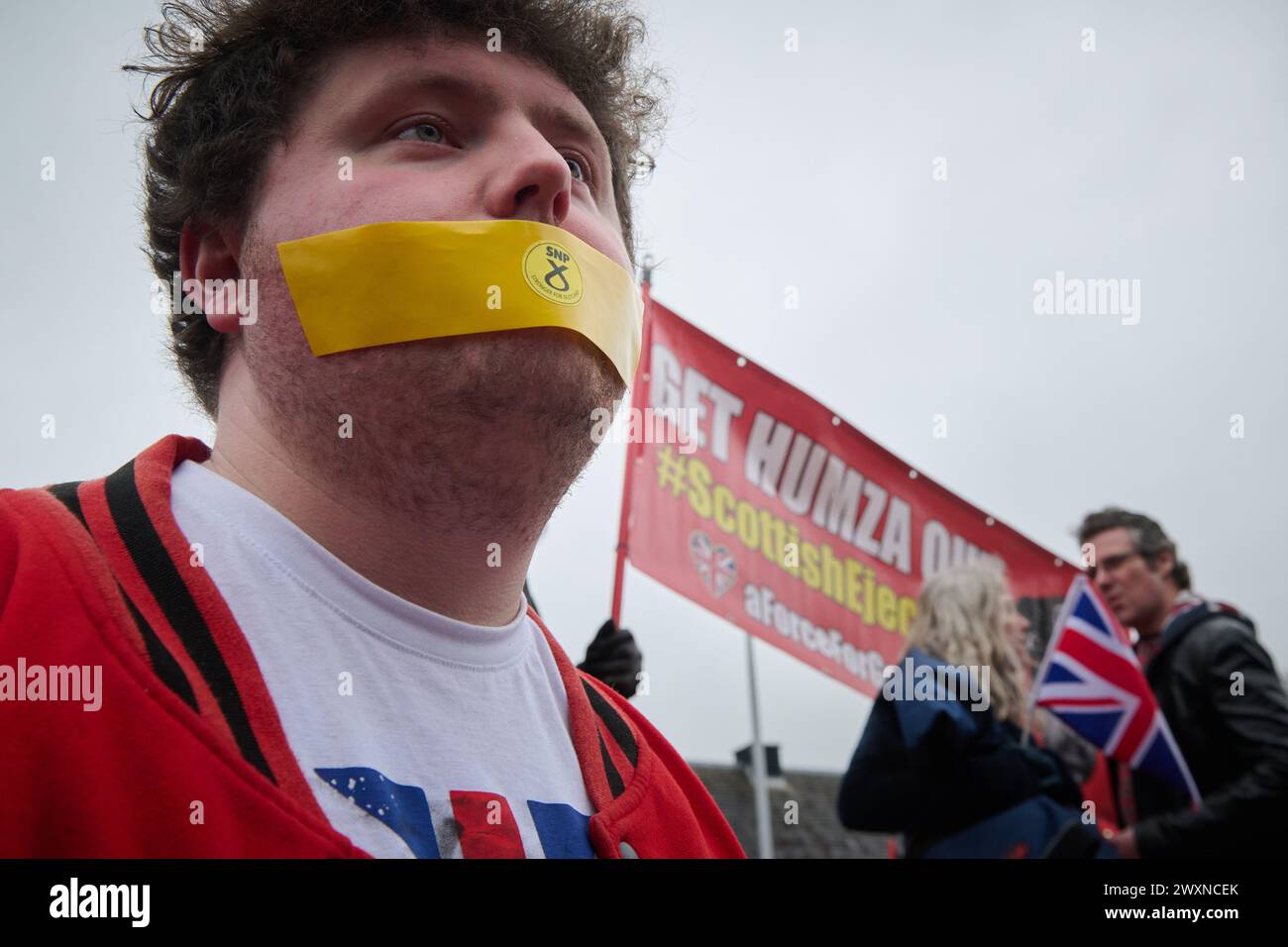 Edinburgh Scotland, UK 01 April 2024. Several hundred people rally at ...