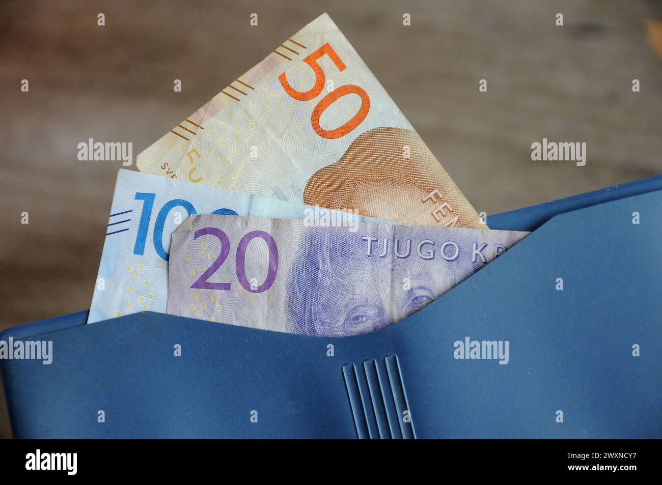 Copenhagen, Denmark /01 April 2024/.Swedish kronors in notes or bill ...