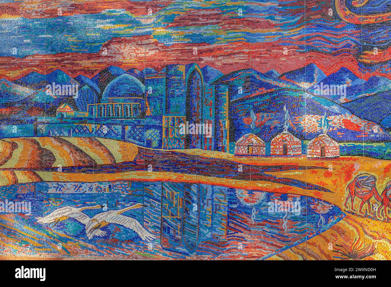 Mosaic picture Enlik Kebek, 1965, Almaty hotel, Almaty, Kazakhstan ...