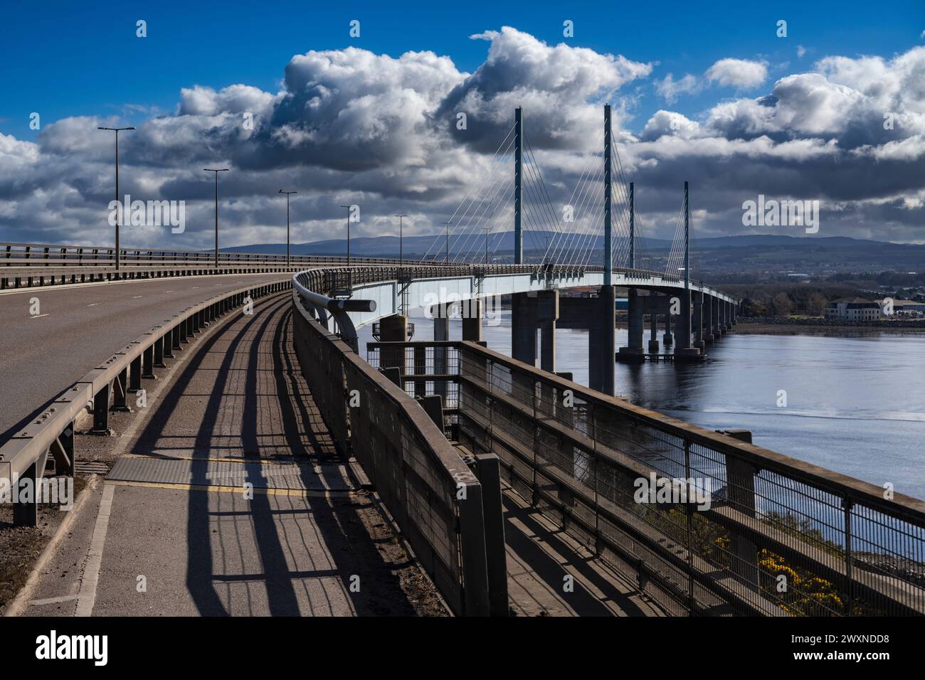 A view south over The Kessock Bridge from North Kessock on the Black ...