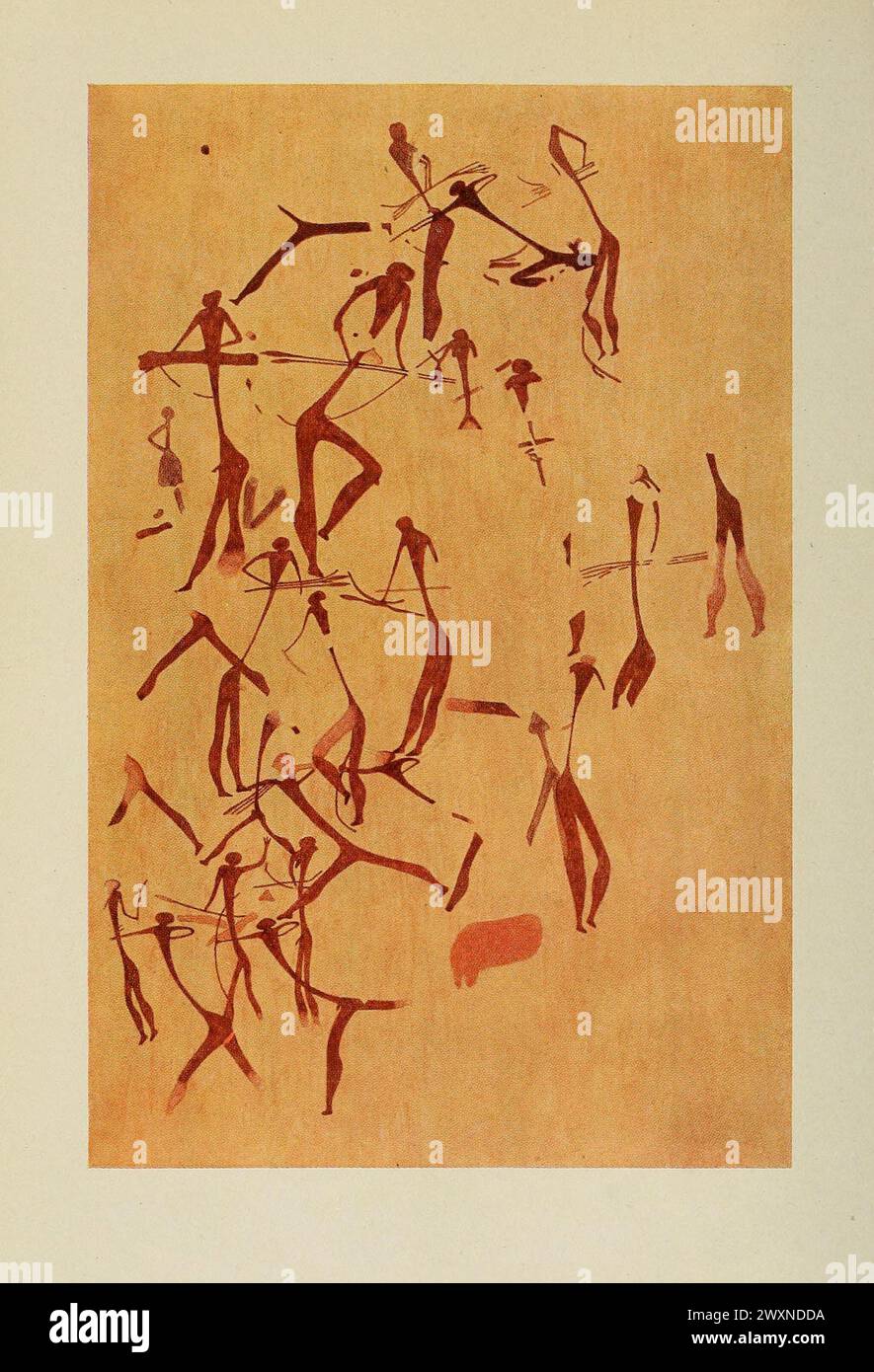 Painting reproducing original prehistoric drawings in rock shelter of ...