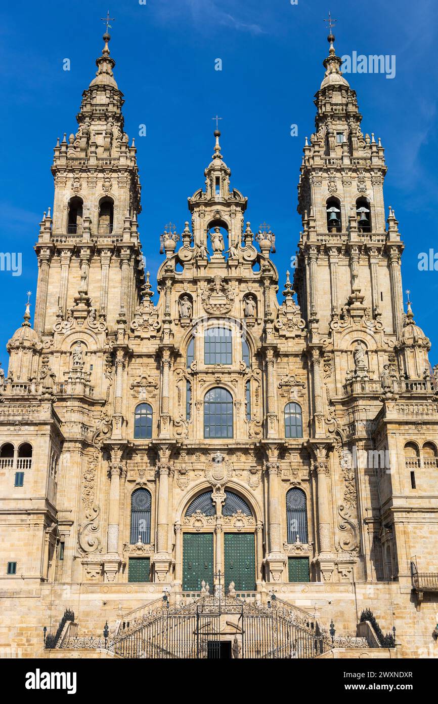 The Obradoiro façade of the Metropolitan Cathedral Church of Santiago ...