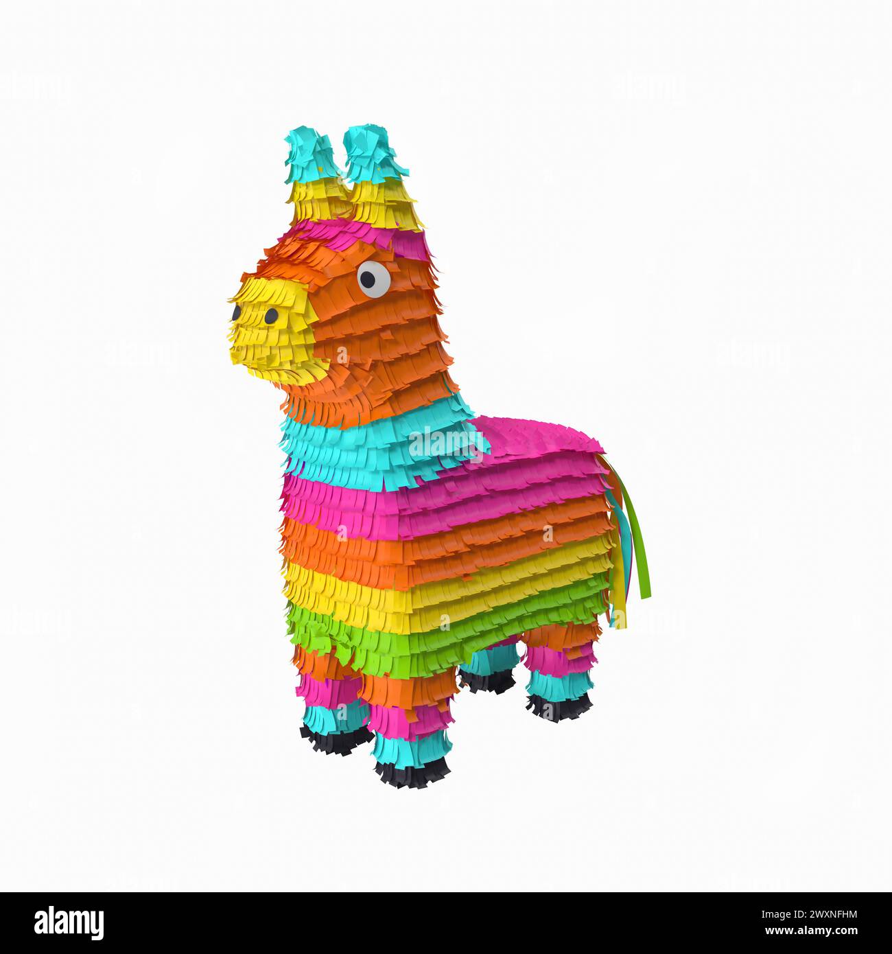 Traditional multi colored Mexican party pinata on white background ...